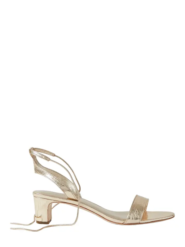 LOEFFLER RANDALL Jackie Crinkled-leather Sandals - Gold