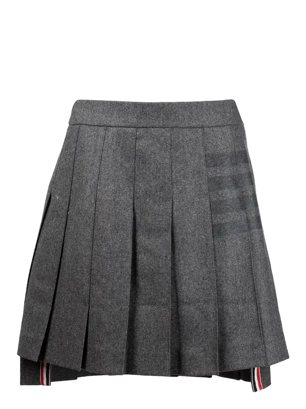 Thom Browne 4-bar Stripe Pleated Skirt - Grey