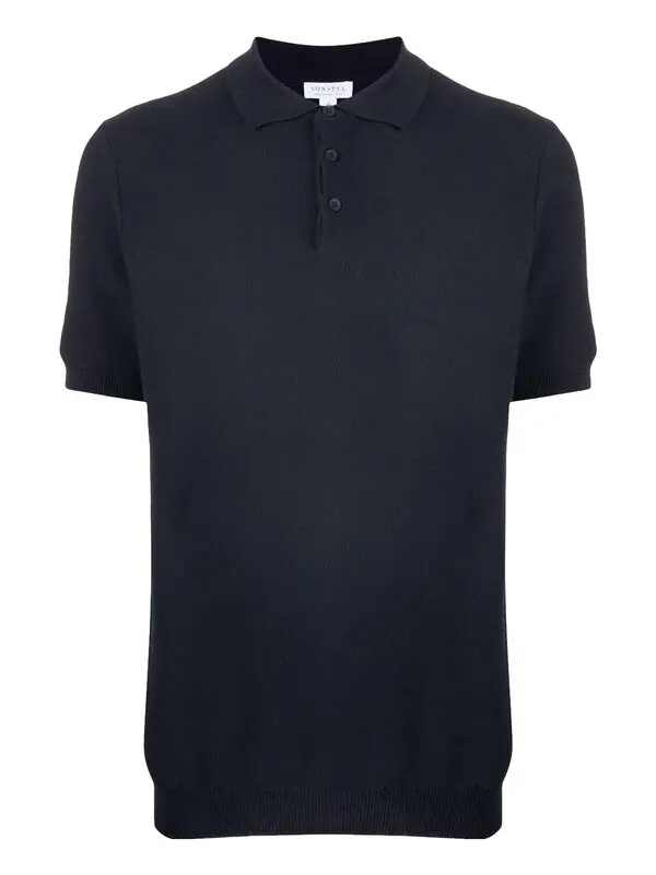 Sunspel Short-sleeved Cotton Polo Shirt - Blue