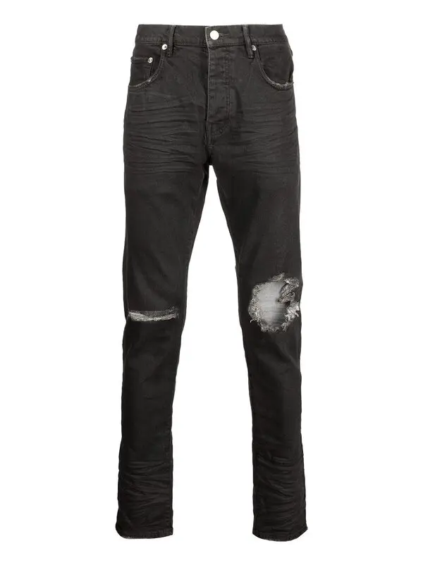 PURPLE BRAND Ripped Detail Slim Fit Jeans - Grey