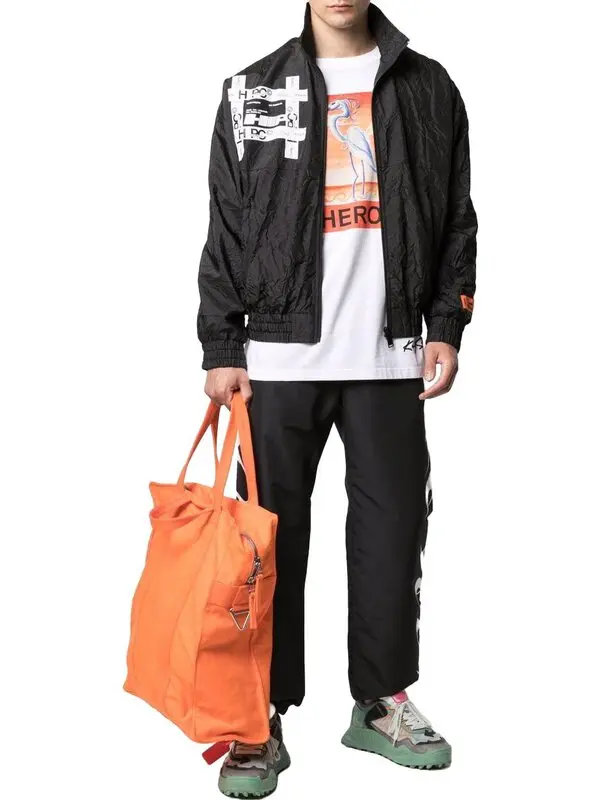Heron Preston Logo-print Crinkled Windbreaker - Black