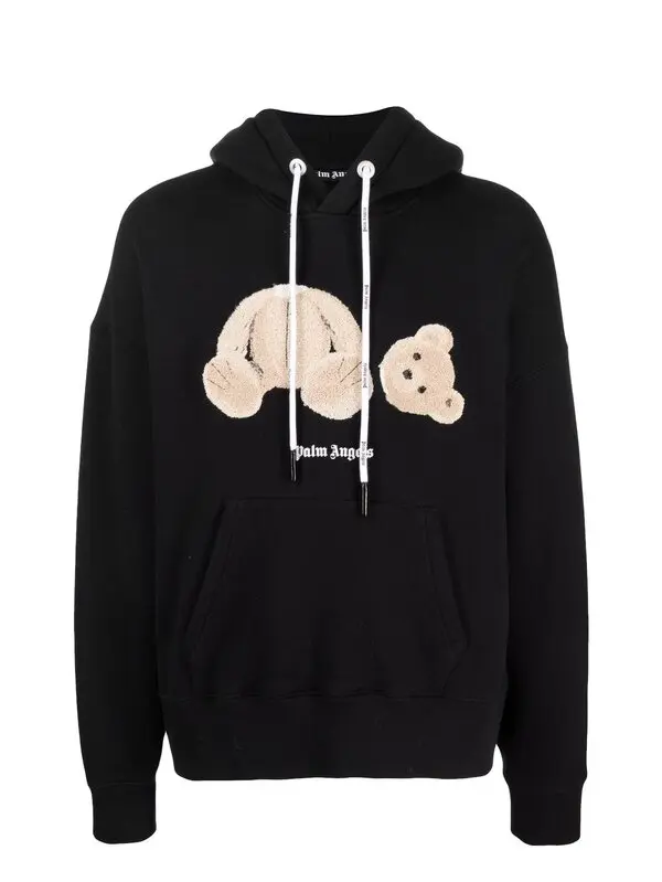 Palm Angels Bear-motif Hoodie - Black
