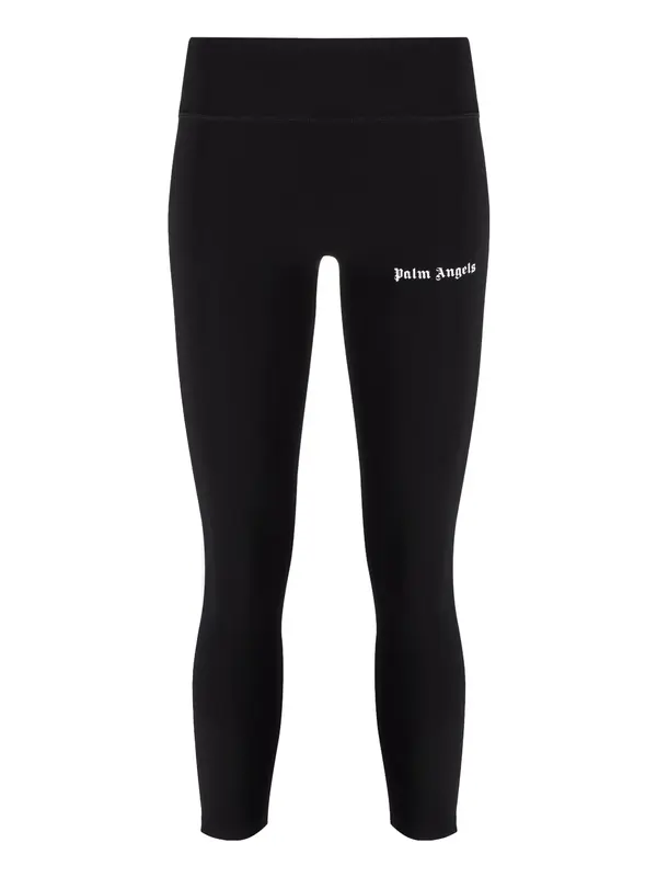 Palm Angels Logo-print High-rise Leggings - Black