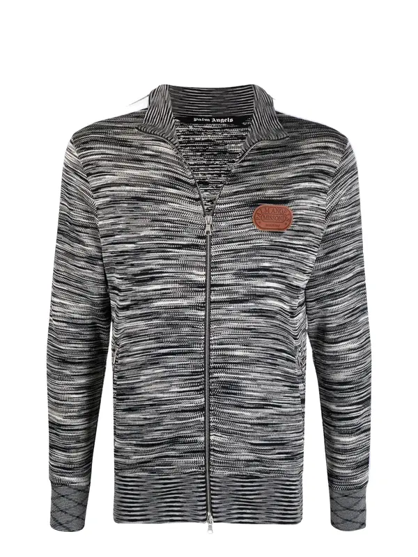 Palm Angels X Missoni Melange Knit Zip-front Track Jacket - Black