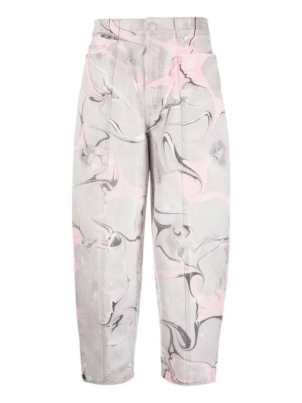Stella McCartney Marble-print Tapered Jeans - Grey