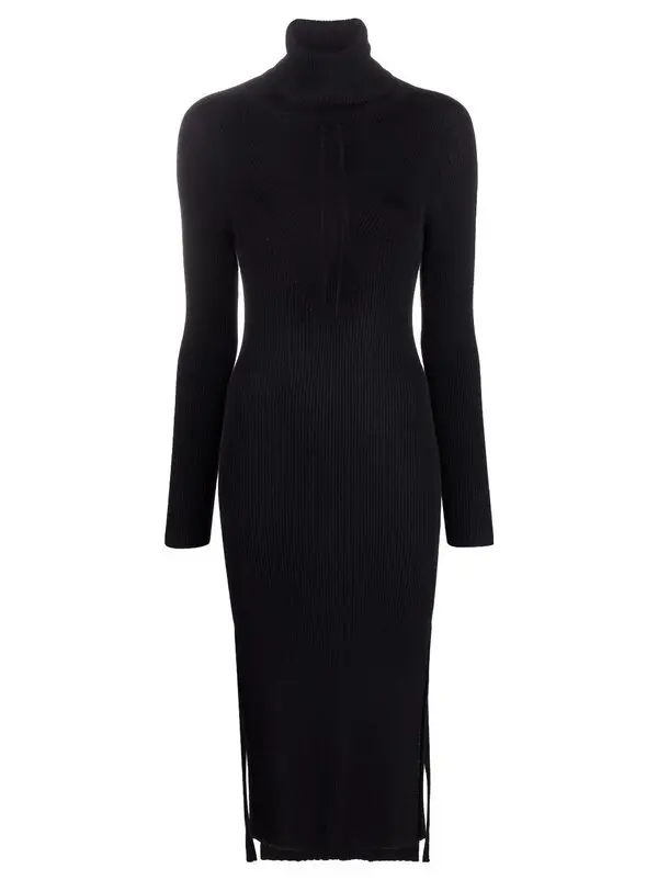 Philosophy Di Lorenzo Serafini Ribbed-knit Fitted Midi Dress - Black