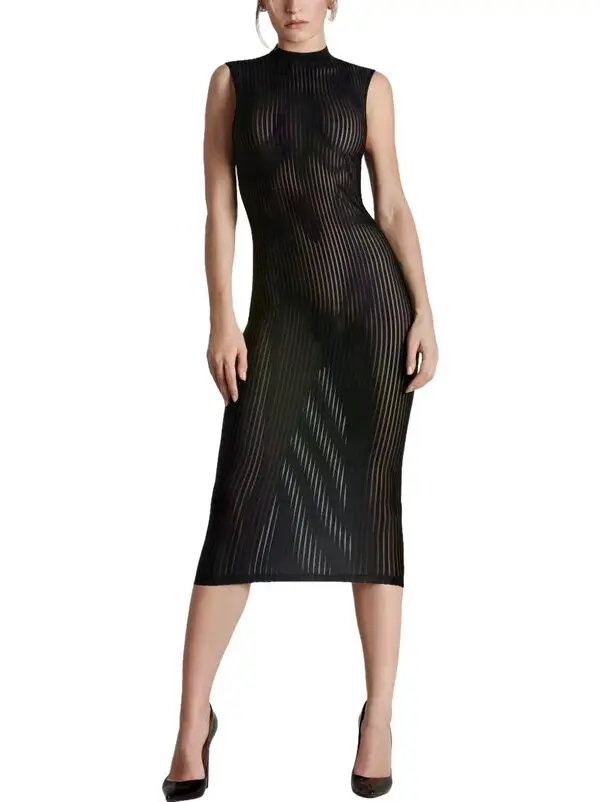 MAISON CLOSE Striped Midi Dress - Black