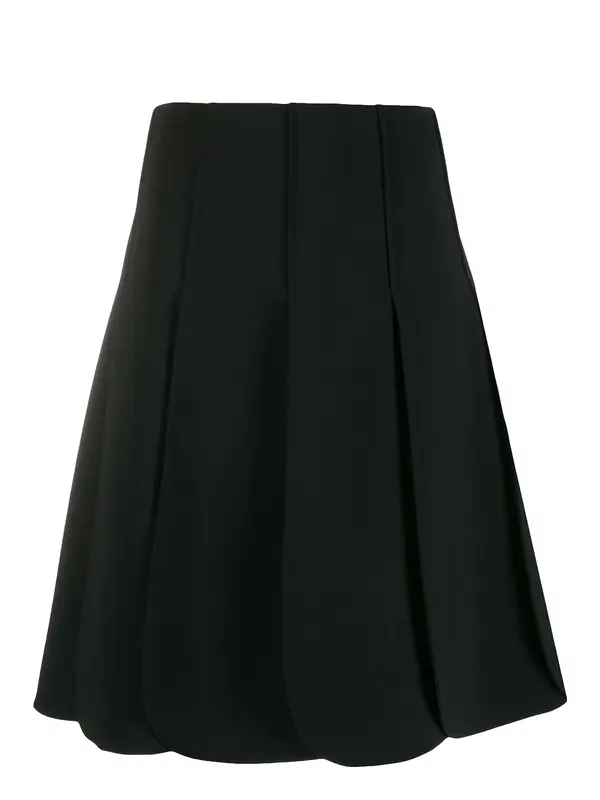 Valentino Garavani Pleated A-line Skirt - Black