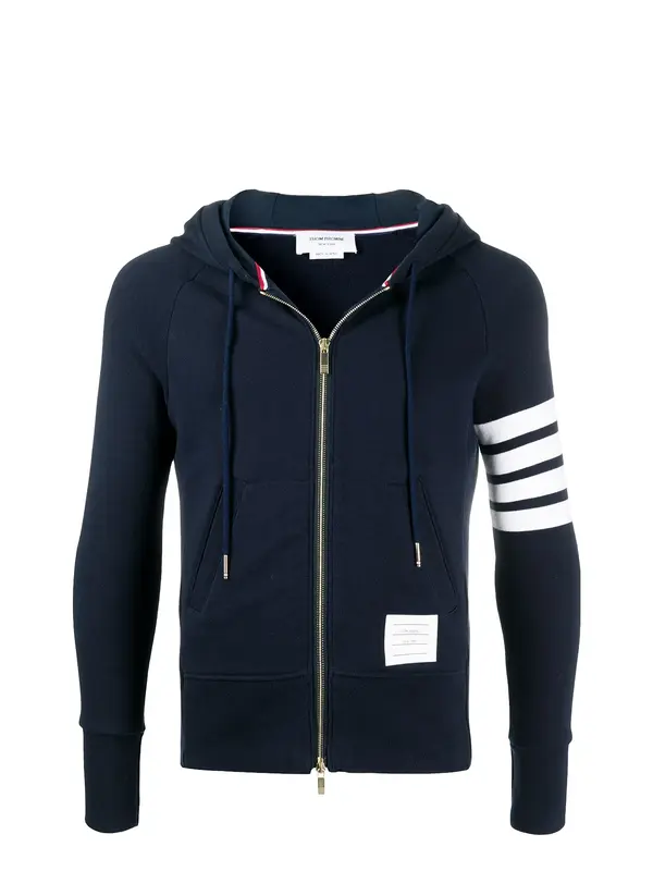 Thom Browne 4-bar Cotton Hoodie - Blue