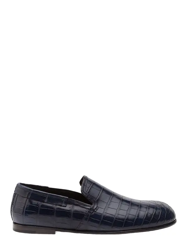 Dolce & Gabbana Crocodile-embossed Leather Loafers - Blue