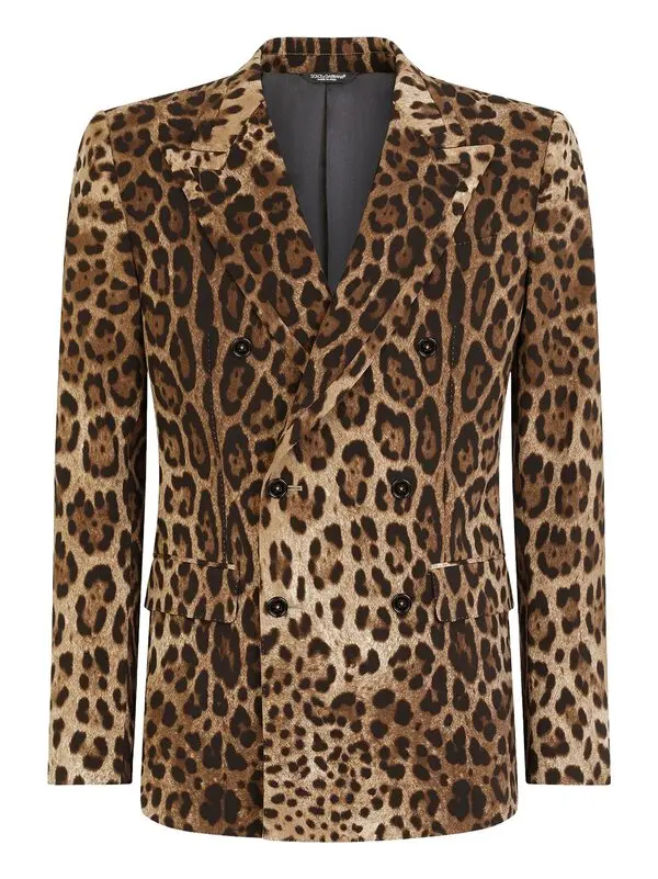 Dolce & Gabbana Sicilia-fit Leopard-print Double-breasted Blazer - Brown