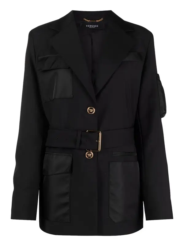 Versace Long-sleeve Belted Jacket - Black