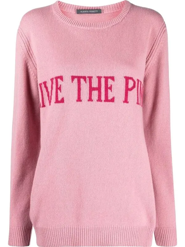 Alberta Ferretti Slogan-print Knitted Jumper - Pink