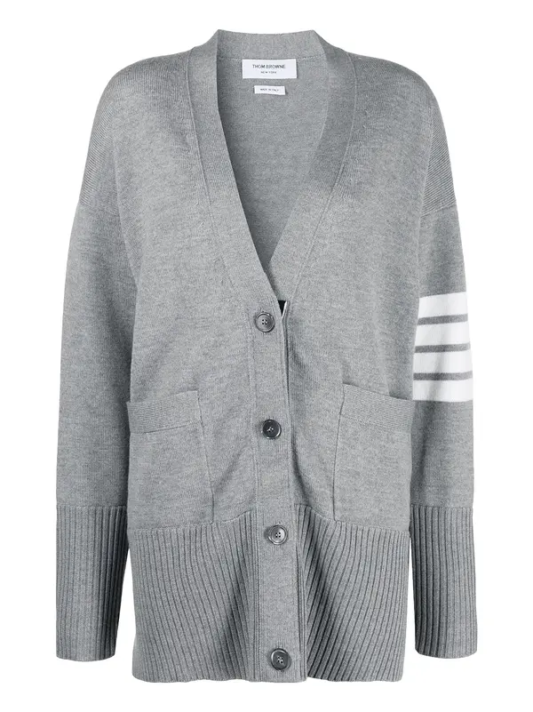 Thom Browne Oversized 4-bar Stripe Cardigan - Grey