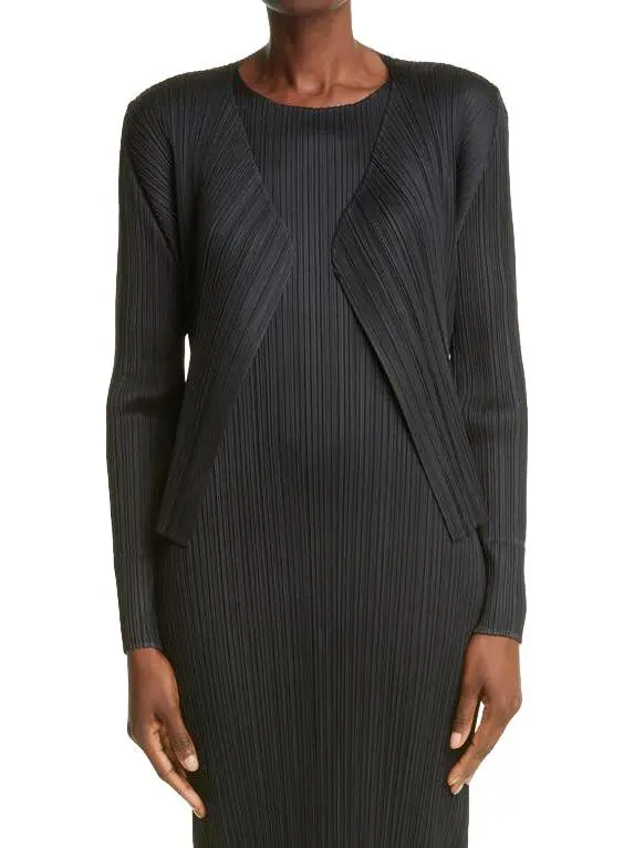 Issey Miyake Pleated Crop Cardigan - Black