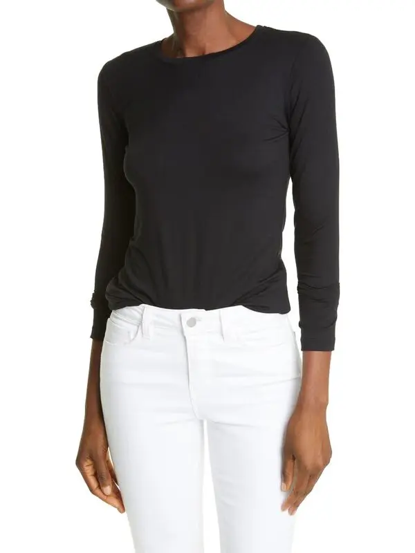 L'Agence Tess Long Sleeve Top - Black