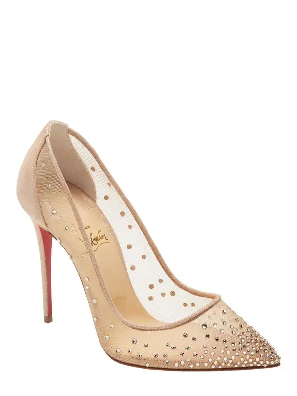 CHRISTIAN LOUBOUTIN Mini Glitter Follies Strass Pump - Light Silk