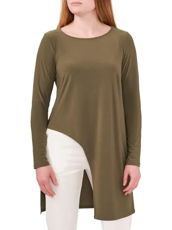Chaus Asymmetrical Hem Long Sleeve Tunic - Olive 304
