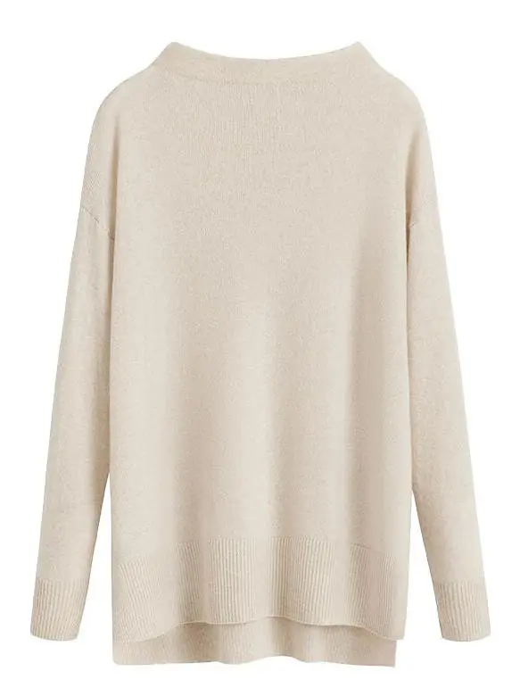 Cuyana Single-origin Cashmere Funnel Neck Sweater - Cream