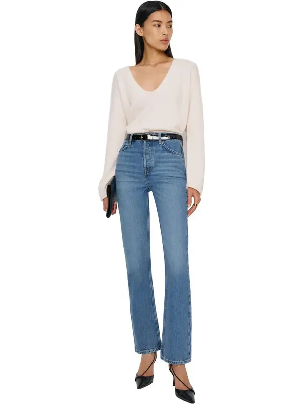 REFORMATION Cynthia High Rise Straight Jeans - Blue