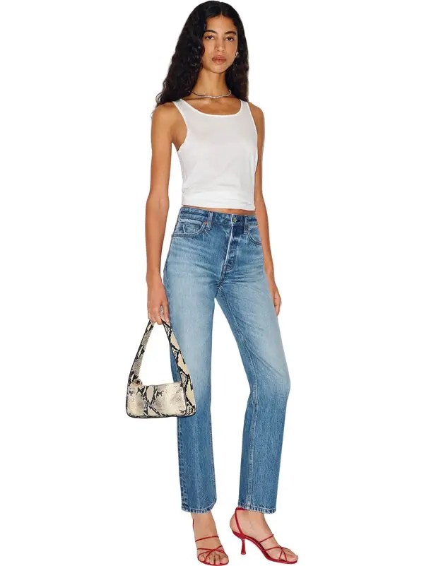 REFORMATION Cynthia High Rise Straight Jeans - Blue