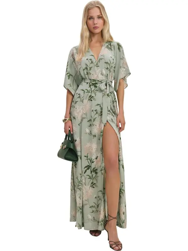 REFORMATION Winslow Wrap Dress - Green