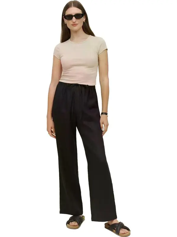 REFORMATION Olina Linen Pant - Black