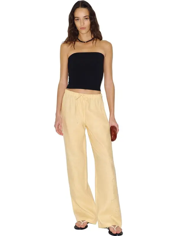 REFORMATION Olina Linen Pant - Yellow