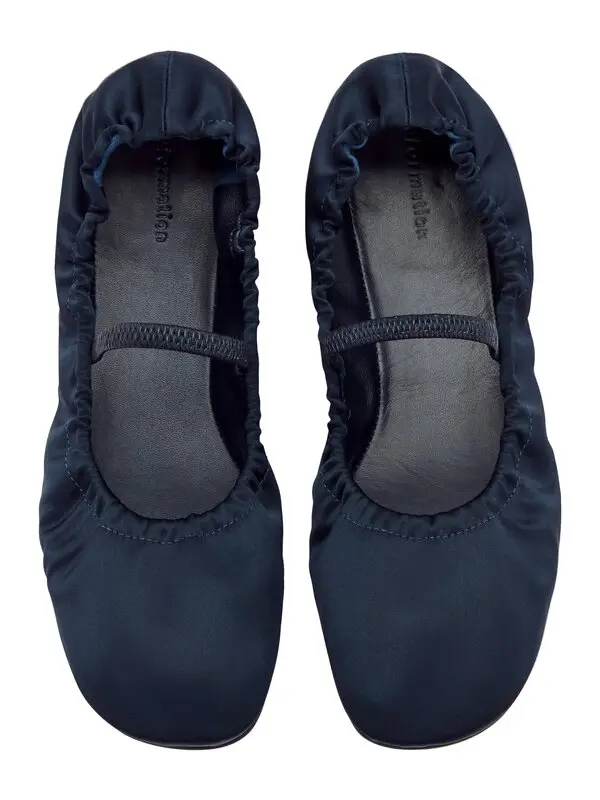 REFORMATION Buffy Ruched Ballet Flat - Blue