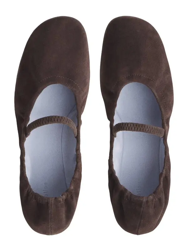 REFORMATION Buffy Ruched Ballet Flat - Brown