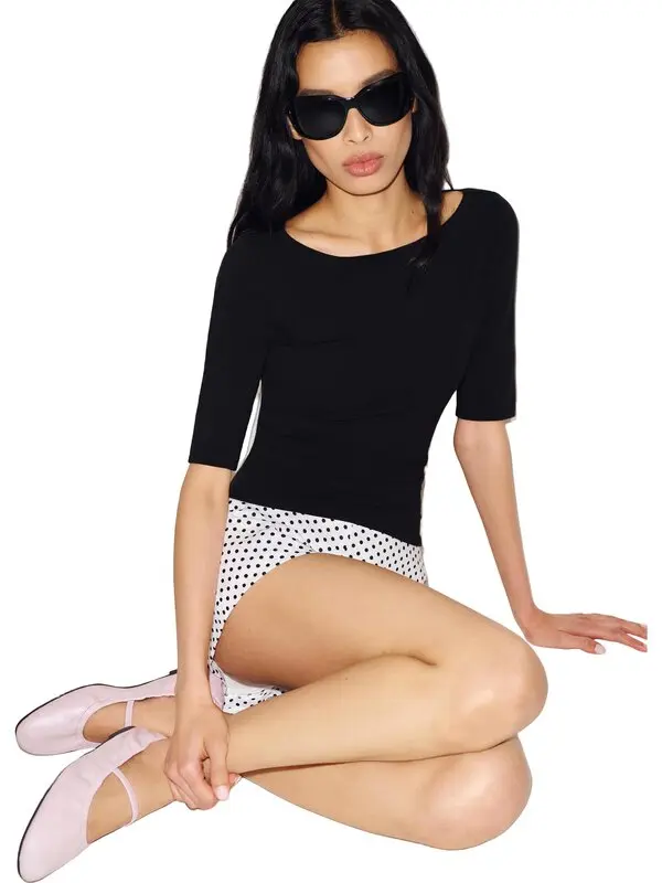 REFORMATION Buffy Ruched Ballet Flat - Pink