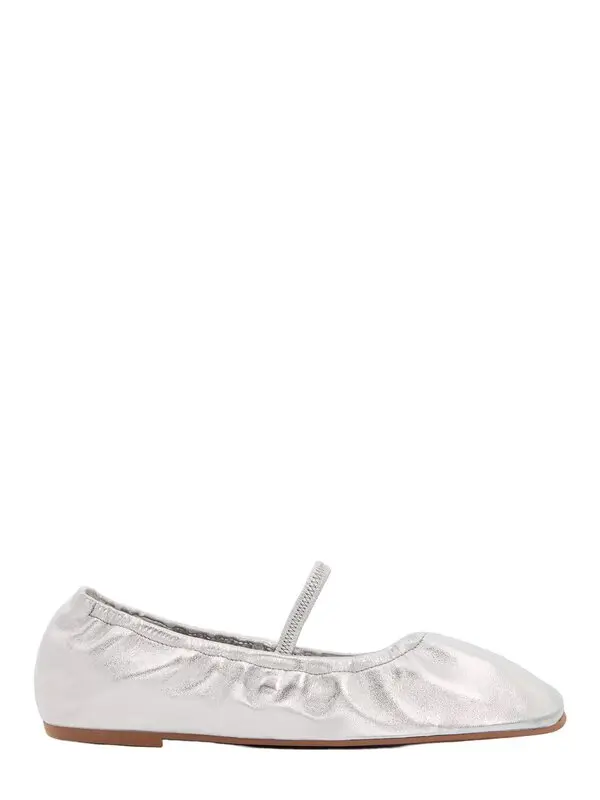 REFORMATION Buffy Ruched Ballet Flats - Silver