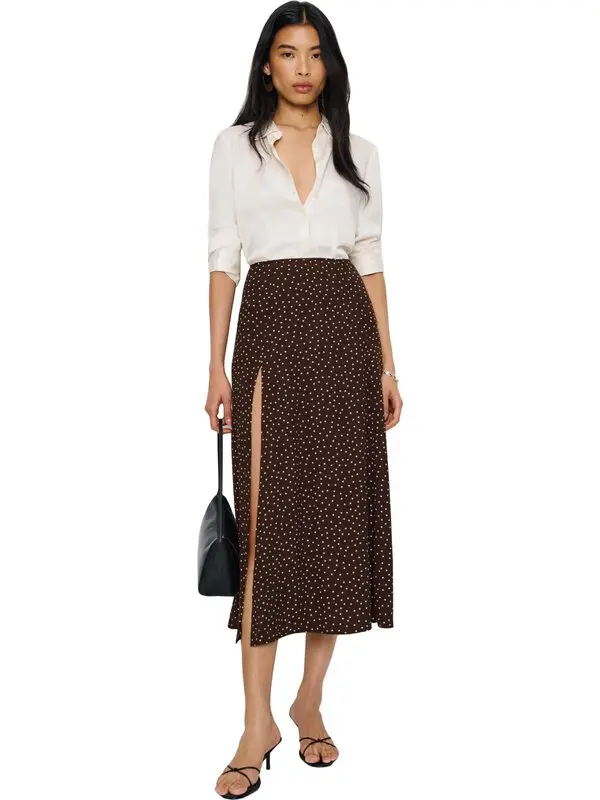 REFORMATION Zoe Midi Skirt - Brown
