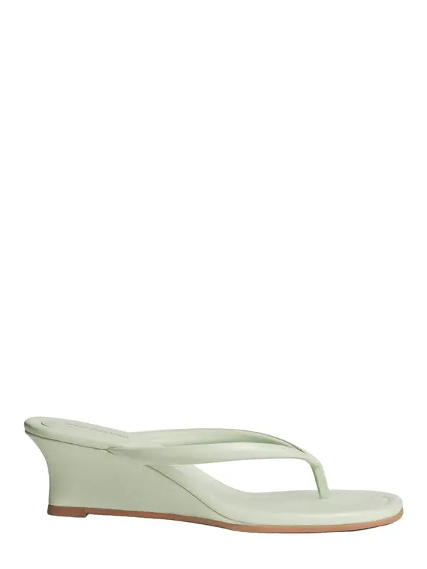 REFORMATION Amelia Thong Wedge Sandal - Green