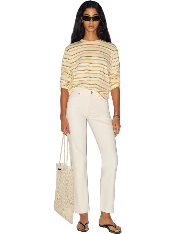 REFORMATION Cynthia High Rise Straight Long Jeans - Ivory