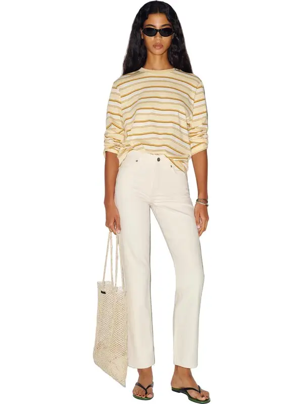 REFORMATION Cynthia High Rise Straight Long Jean - Ivory