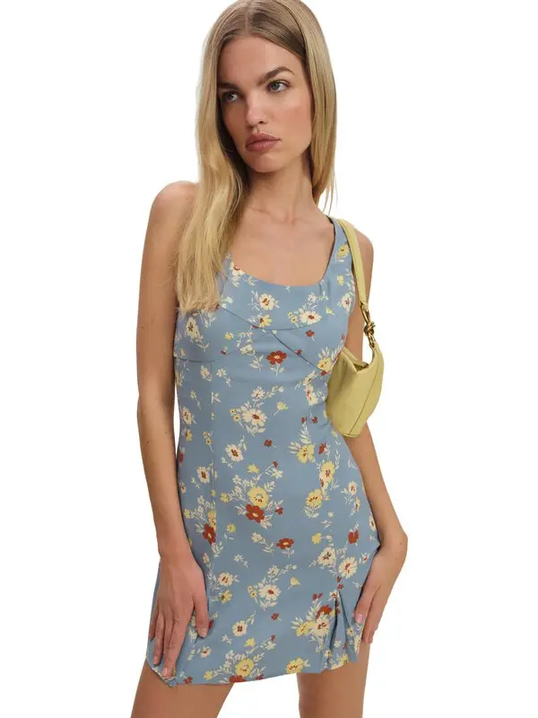 REFORMATION Cher Mini Dress - Blue