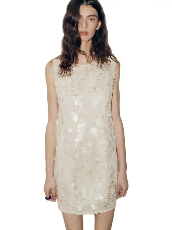 REFORMATION Nyla Embellished Mini Dress - Ivory
