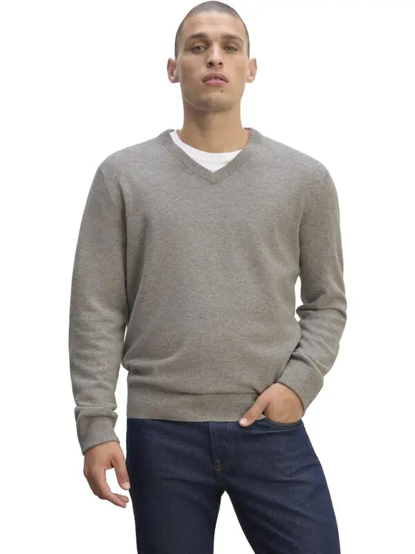 Everlane Cashmere V-neck Sweater - Light Heather Grey