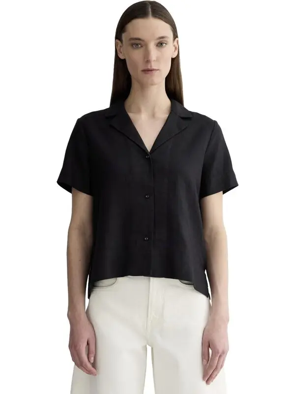 Everlane Linen Notch Shirt - Black