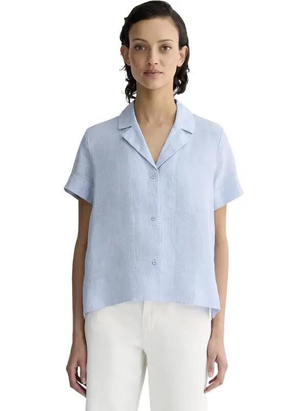 Everlane Linen Notch Shirt - Light Blue