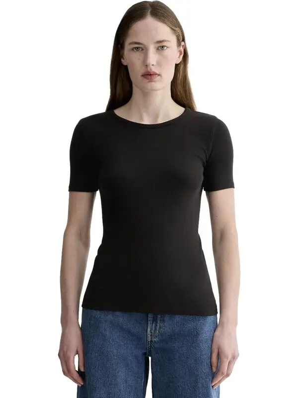 Everlane Luxe Rib Crew Neck T-shirt - Black