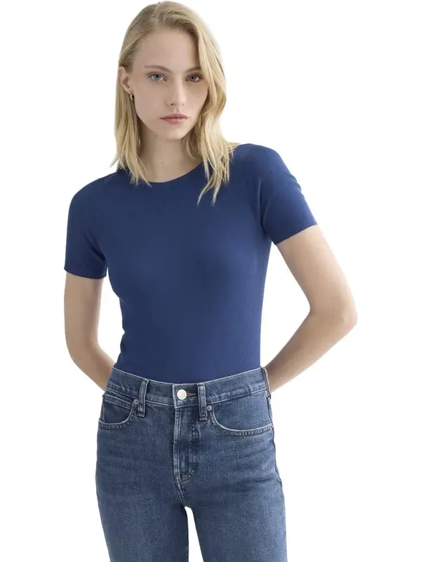 Everlane Luxe Rib Crew Neck T-shirt - Estate Blue