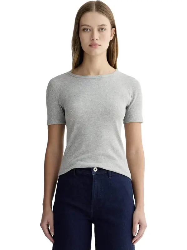 Everlane Luxe Rib Crew Neck T-shirt - Heathered Grey