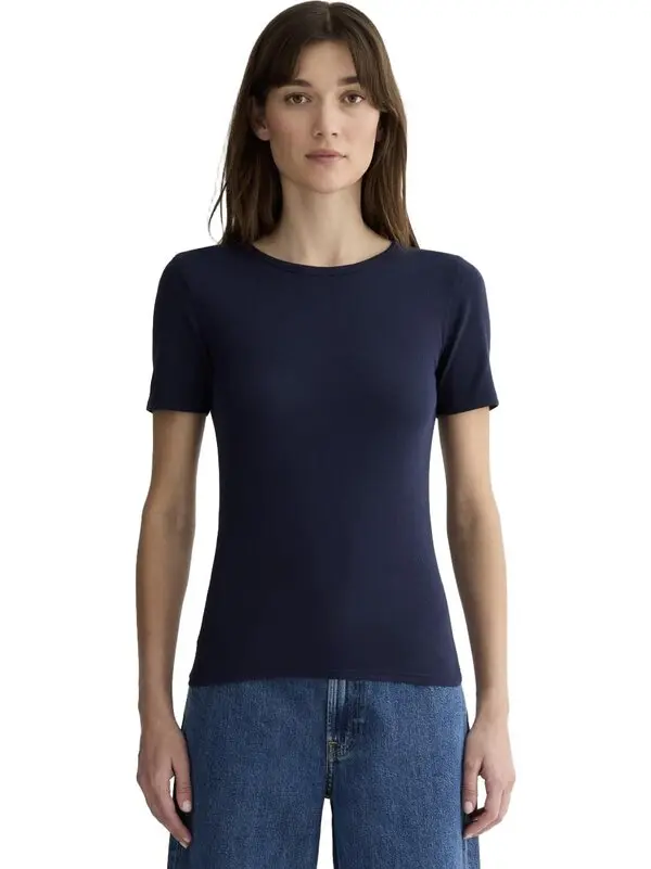 Everlane Luxe Rib Crew Neck T-shirt - Navy