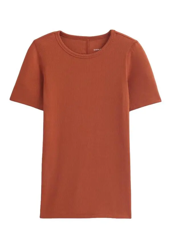 Everlane Luxe Rib Crew Neck T-shirt - Rust