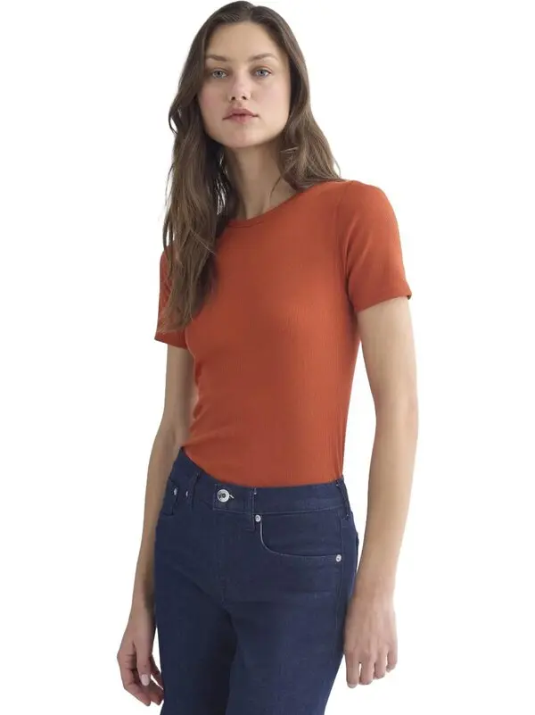 Everlane Luxe Rib Crew Neck T-shirt - Rust