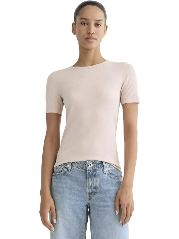 Everlane Luxe Rib Crew Neck T-shirt - Soft Rose