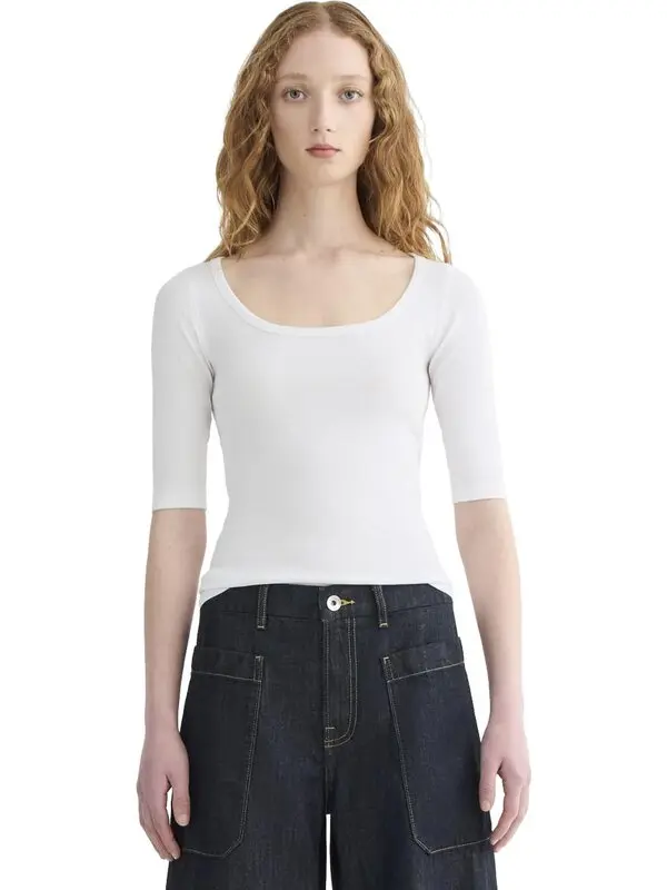 Everlane Luxe Rib Scoop-neck T-shirt - White