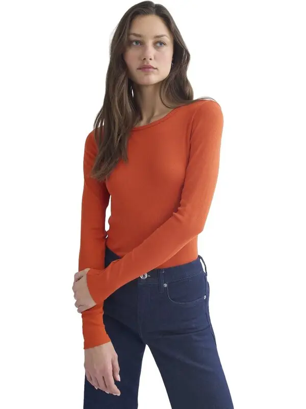 Everlane Luxe Rib Long-sleeve Crew - Rust